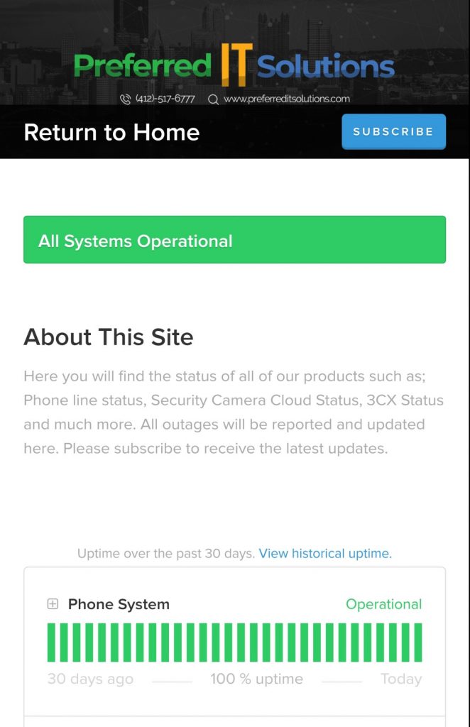 Check Out Our New Status Page! - Preferred IT Solutions